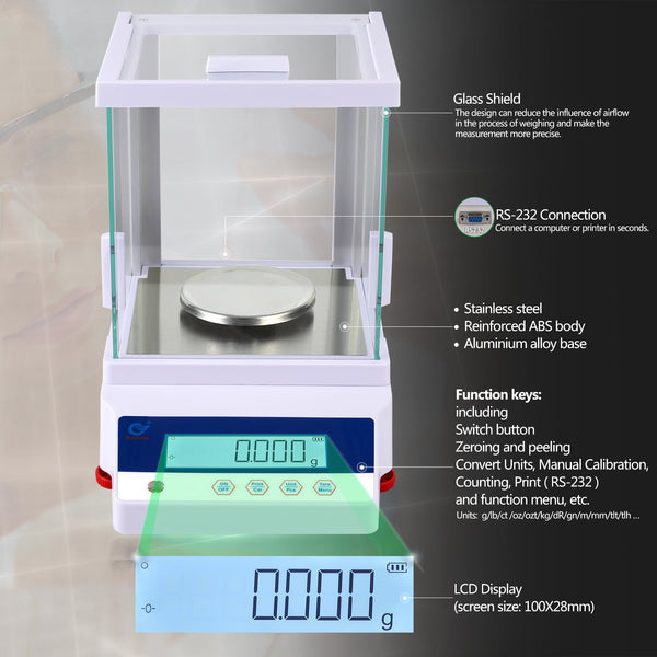 RUISHAN 1mg 0.001g Lab Analytical Balance Scale Industrial Scale Coun