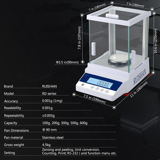 RUISHAN 1mg 0.001g Lab Analytical Balance Scale Industrial Scale Coun